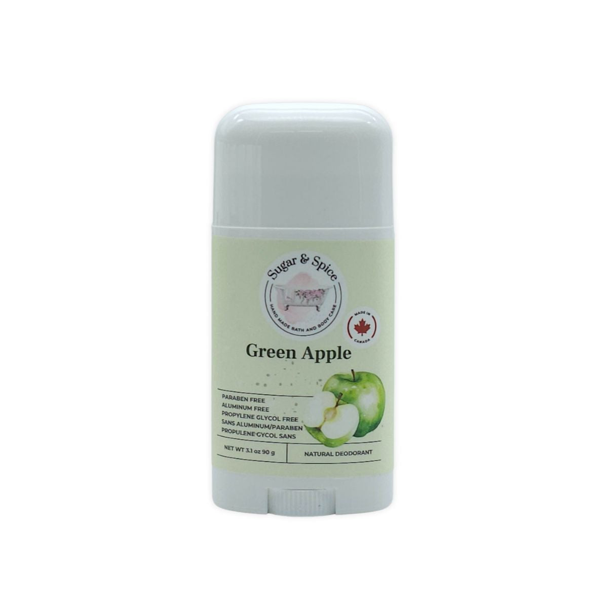 Green Apple Natural Deodorant 90g – Sugar and Spice Bath and Body